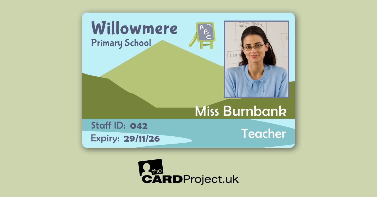 primary school blackboard id card, green hills staff badge ...