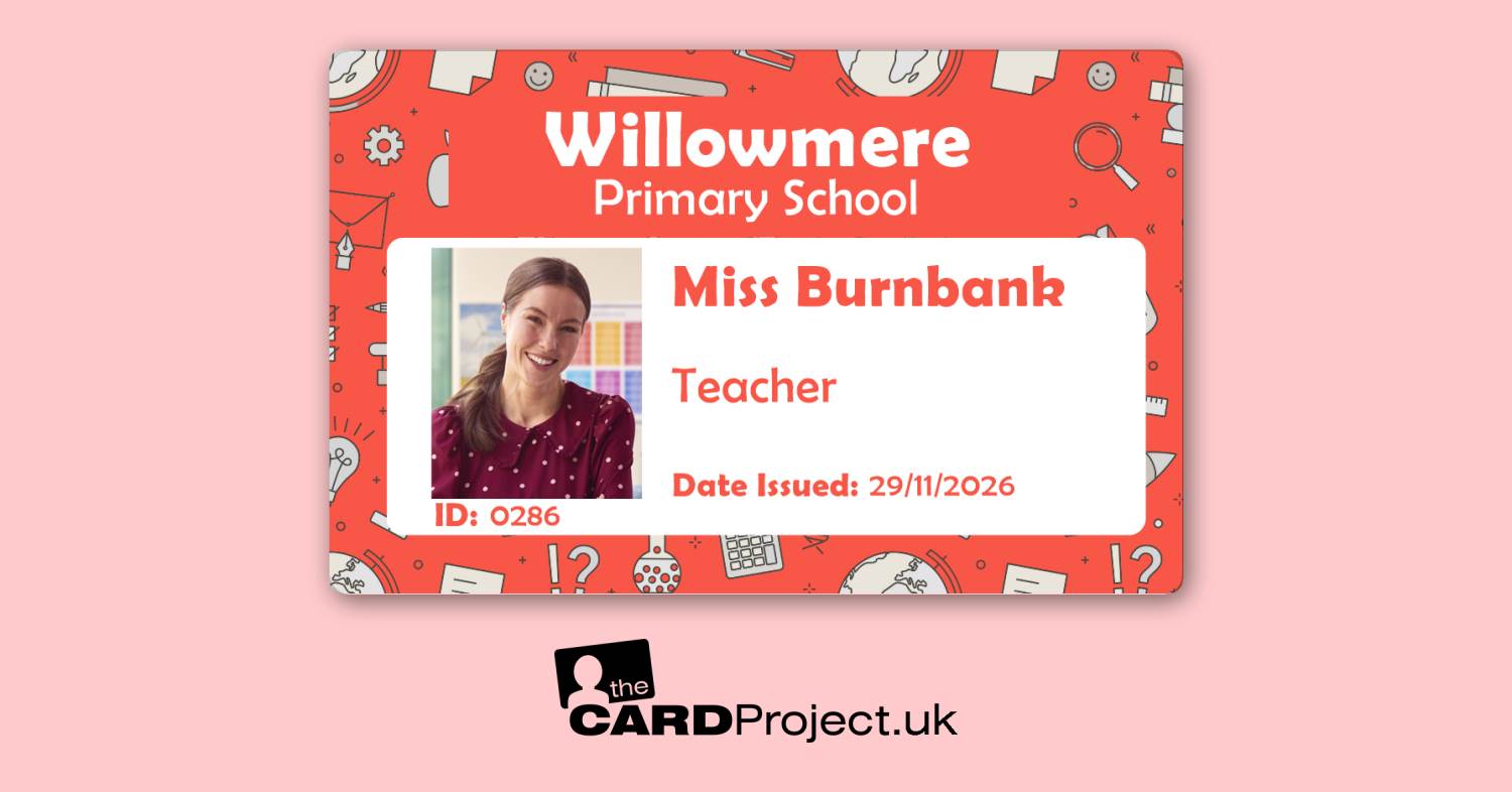red primary school id card, classroom supplies teacher badge, school ...