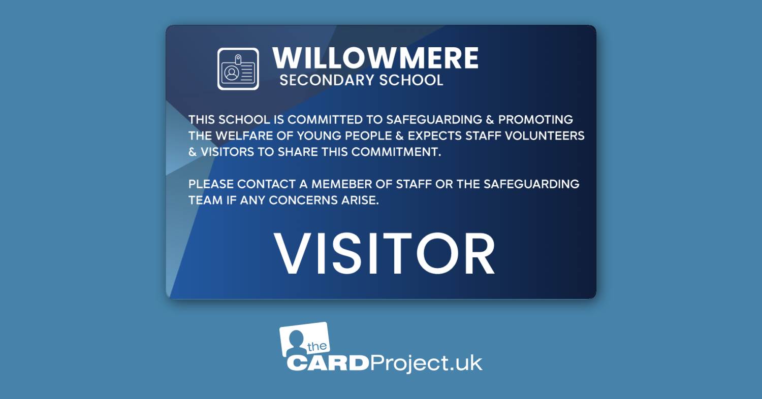 blue geometric secondary school visitor cards, professional high school ...