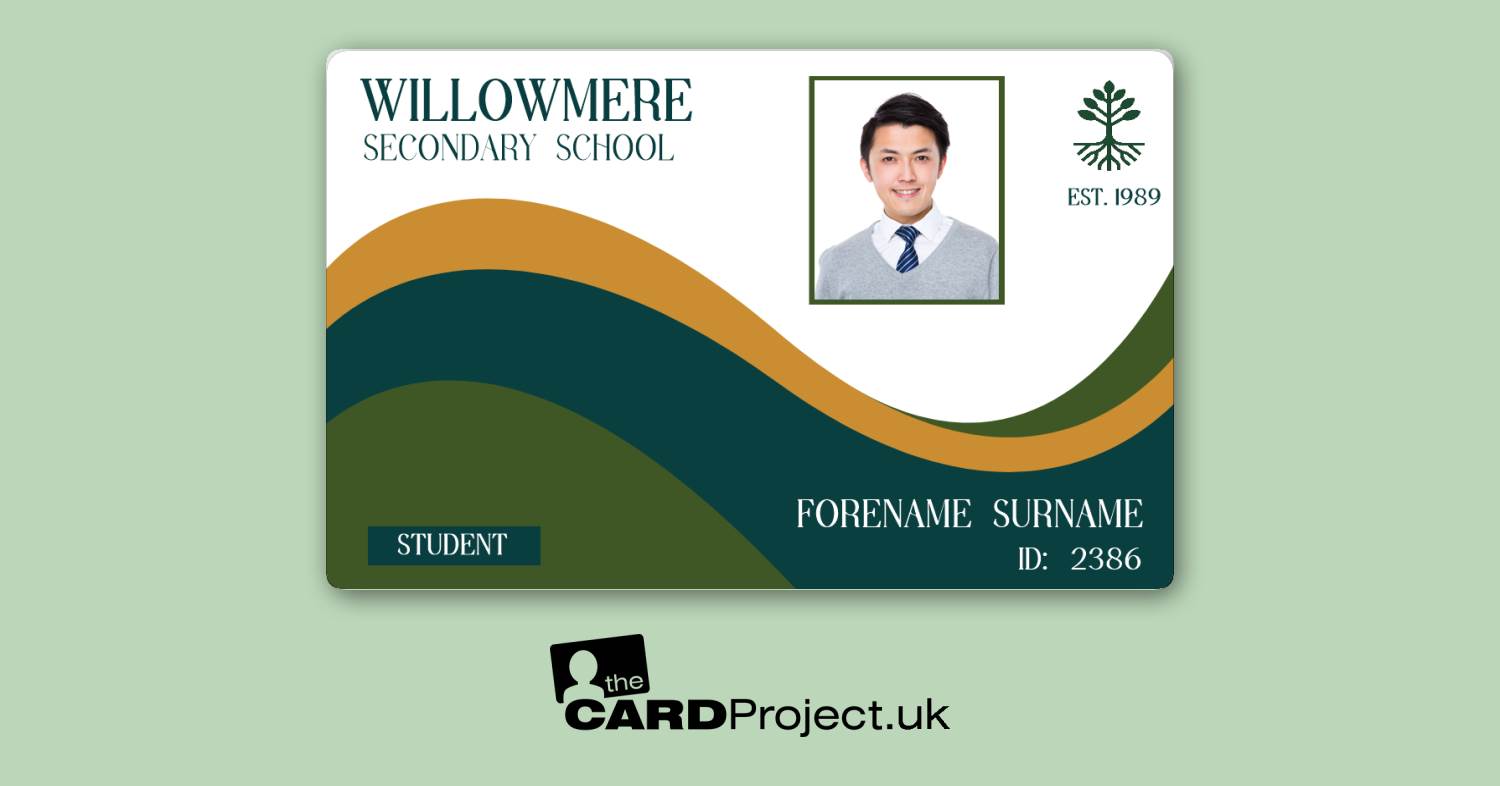 double sided student ID card, secondary school ID card green, student ...