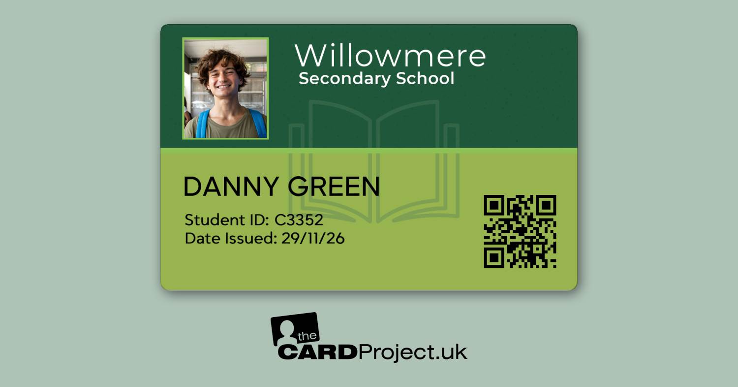 secondary school student ID card, lime green student ID, school ID with ...