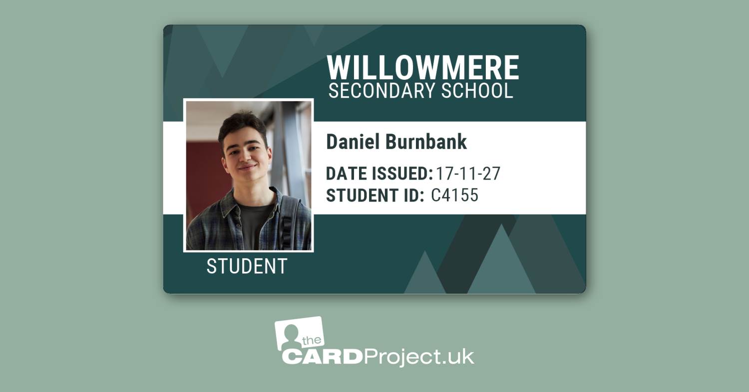 secondary school student ID card, teal landscape student ID ...