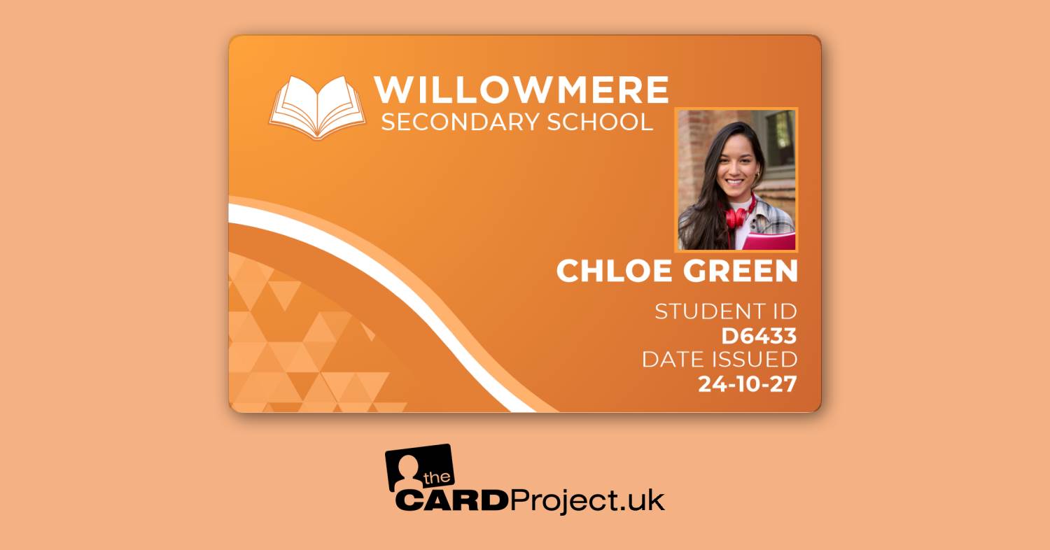 secondary school student ID card, orange gradient student ID ...