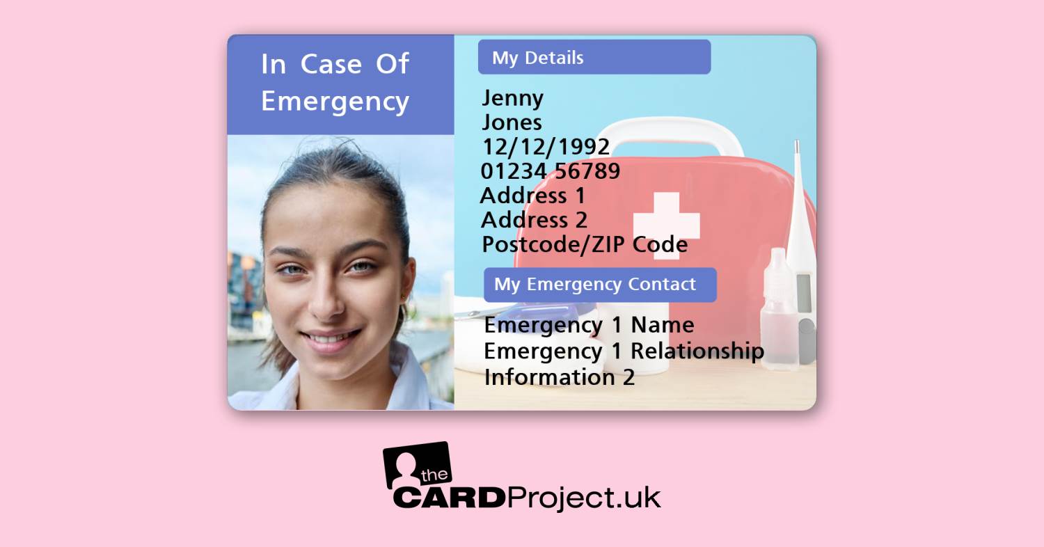 Double-Sided ICE Photo ID Card First Aid Design for Emergencies – In ...