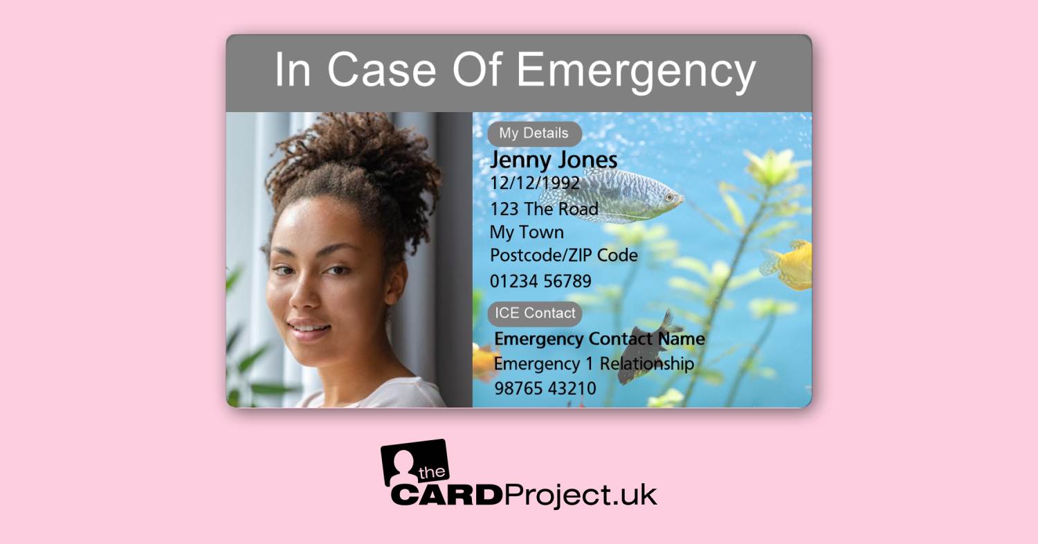 Fish Theme ICE Photo ID Card with Emergency Contact Info, In Case of ...