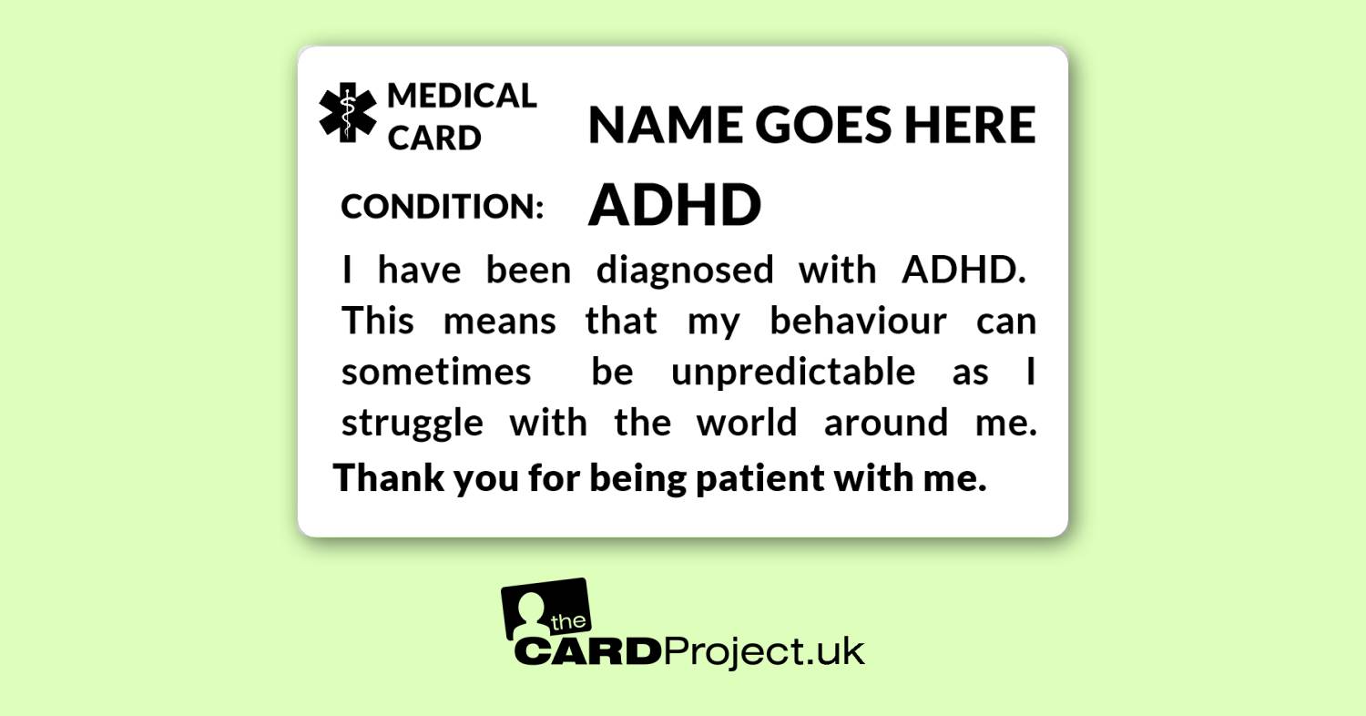 Mono ADHD Medical ID Card - Simplified Design with Emergency Contacts ...