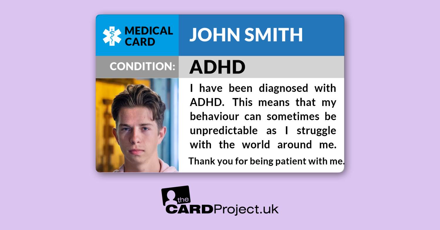 ADHD Photo ID Card, Medical Card with Emergency Contacts, Personalised ...