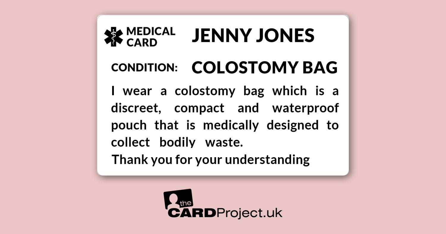 Colostomy Bag Medical ID Card Mono Style for Hidden Disability Support ...