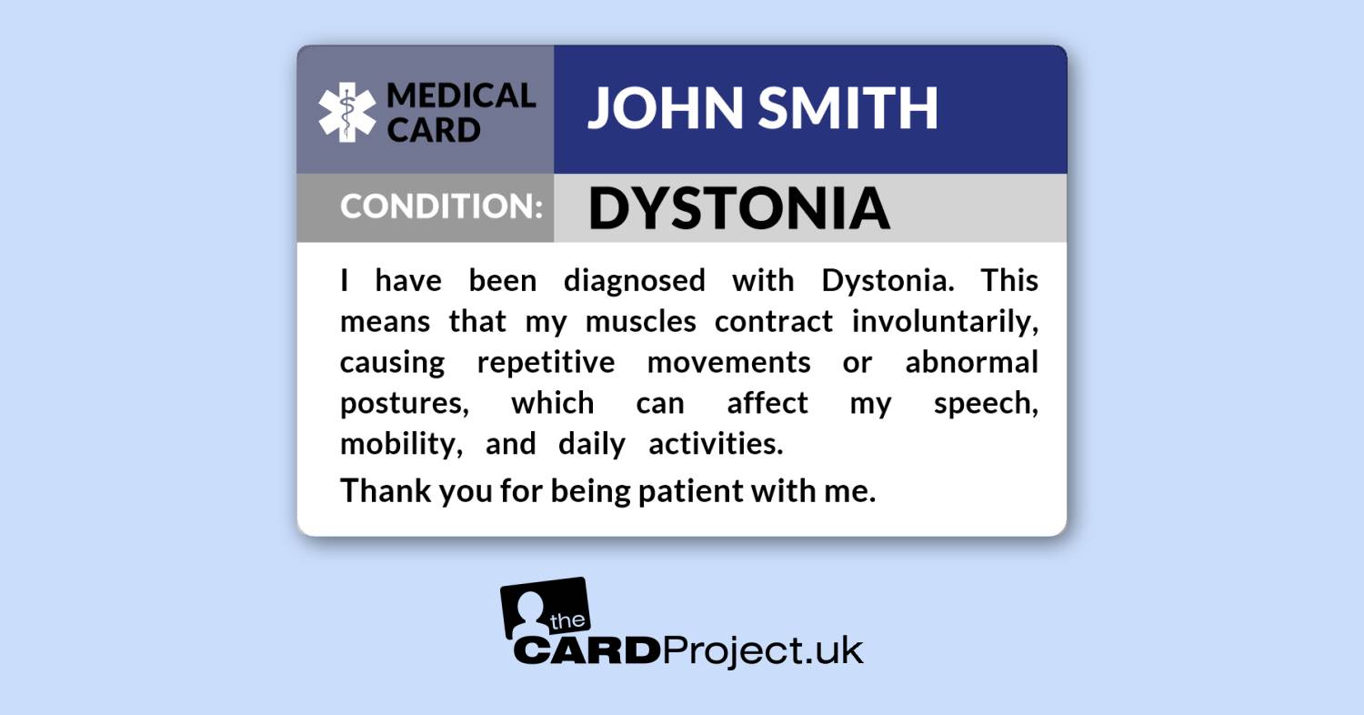 Dystonia Medical ID Card with Emergency Contact Information – Essential ...