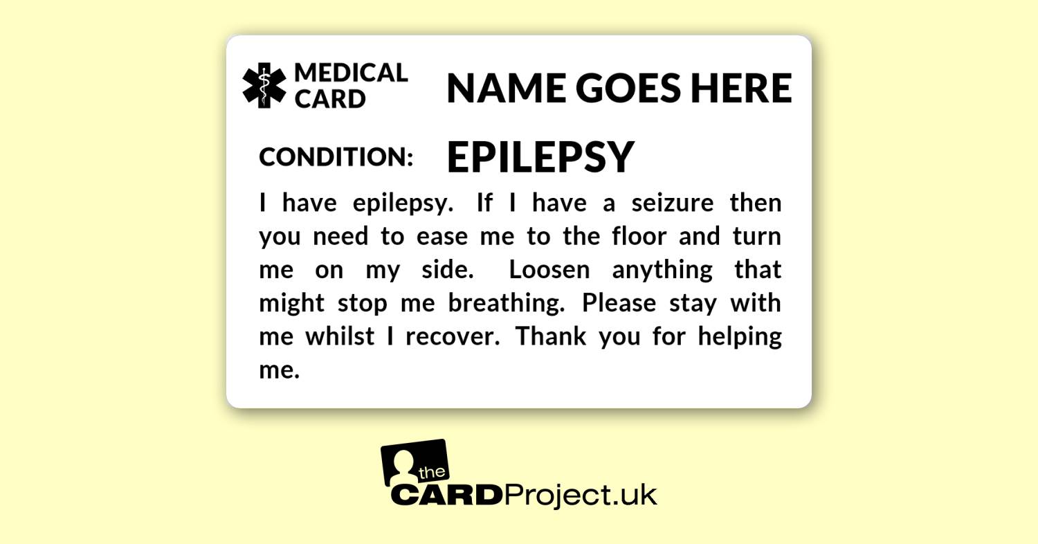 Epilepsy Mono Medical ID Card for Seizure Management and Emergency ...