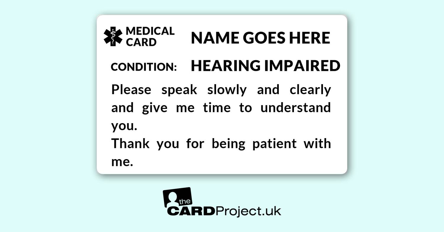 Hearing Impaired Mono Medical ID Card - Clear Communication Tool for ...