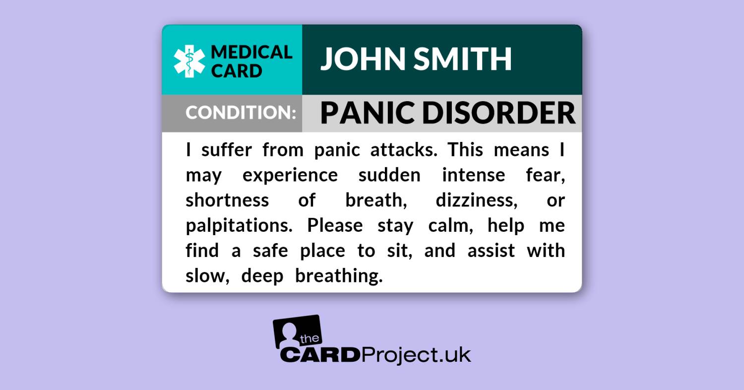 Panic Disorder Medical ID Card for Panic Attacks | Double-Sided ...