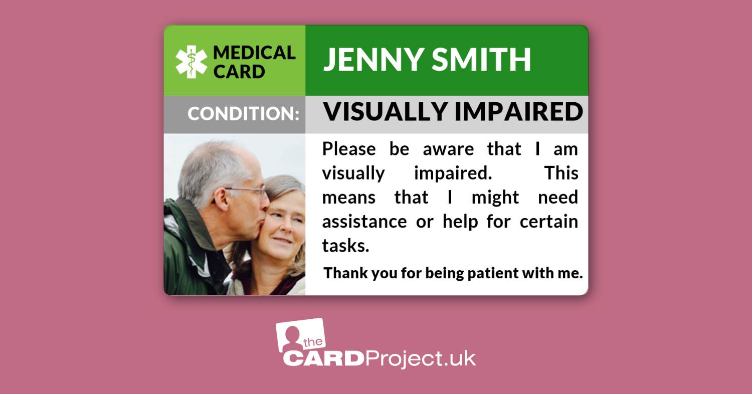Visually Impaired Medical Photo ID Card - Emergency Contact Information ...